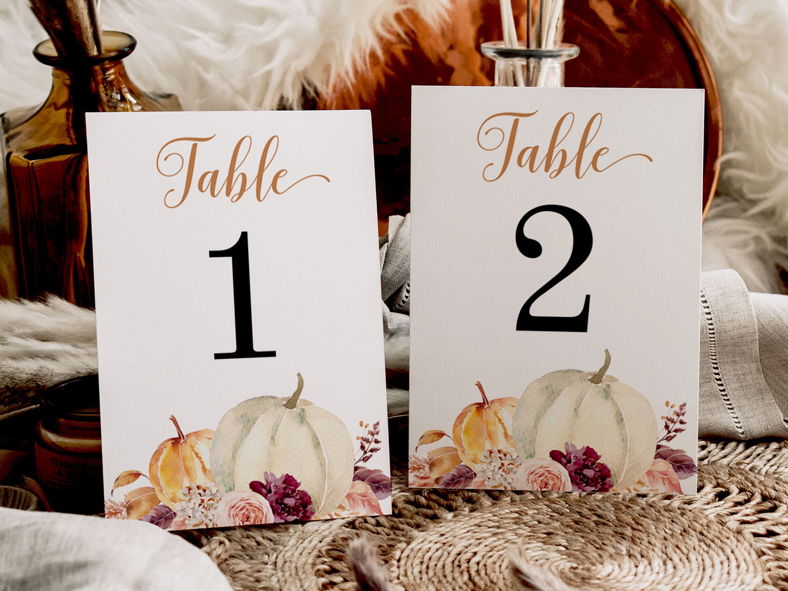 PUMPKIN Table Numbers Printable Template Fall Wedding - Etsy Australia