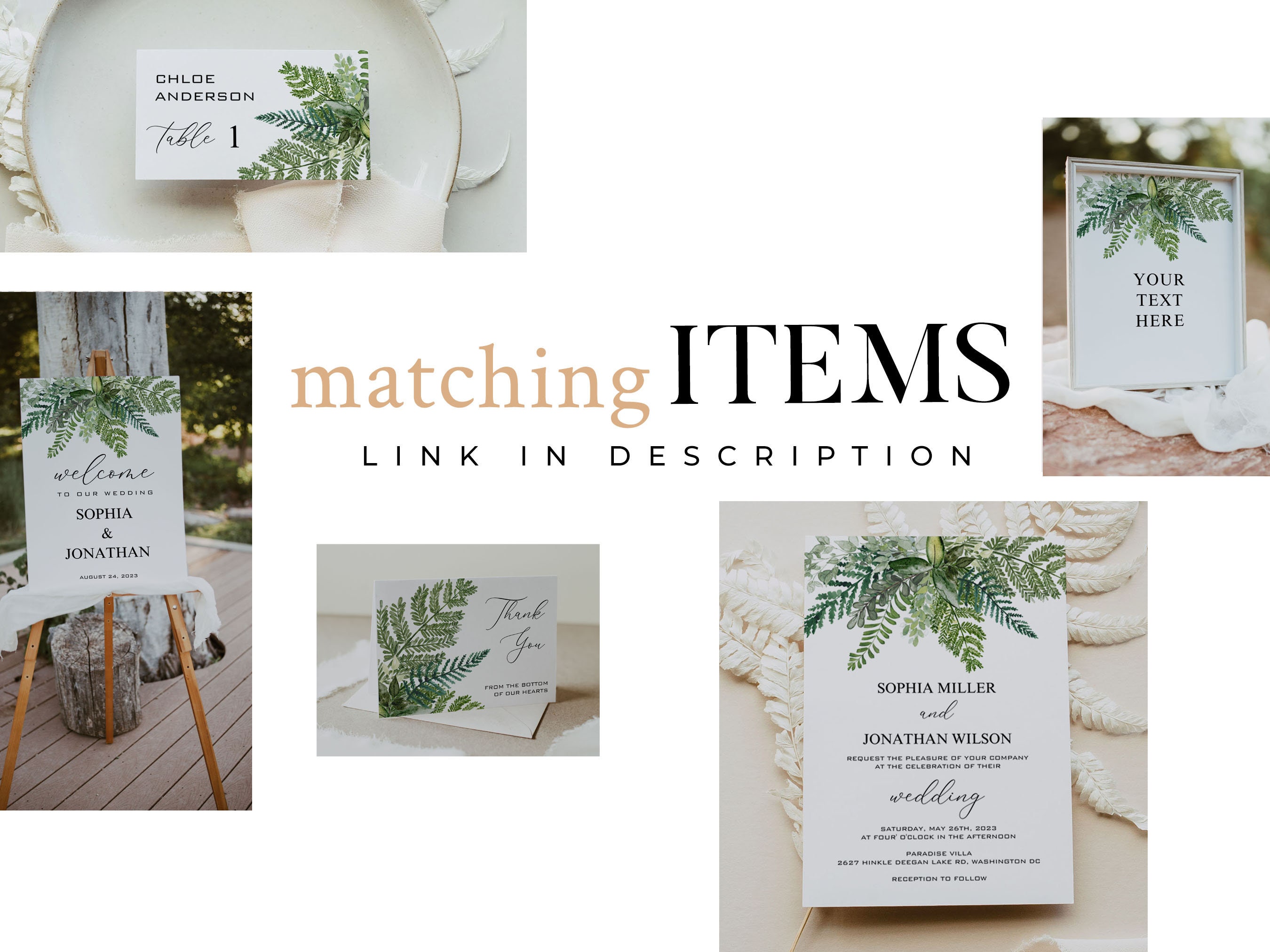 FERN | Menu Cards, Printable Template, Forest Greenery, Digital ...