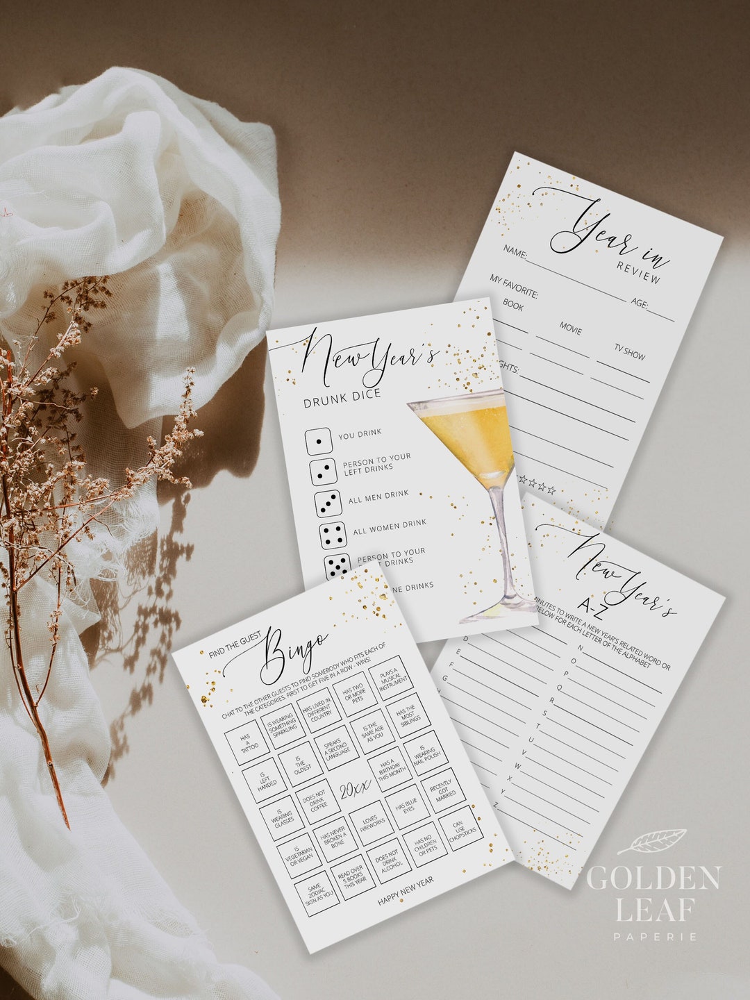 NEW YEAR Party Game Set, New Year's Eve Cards Game, Printable, Fun ...