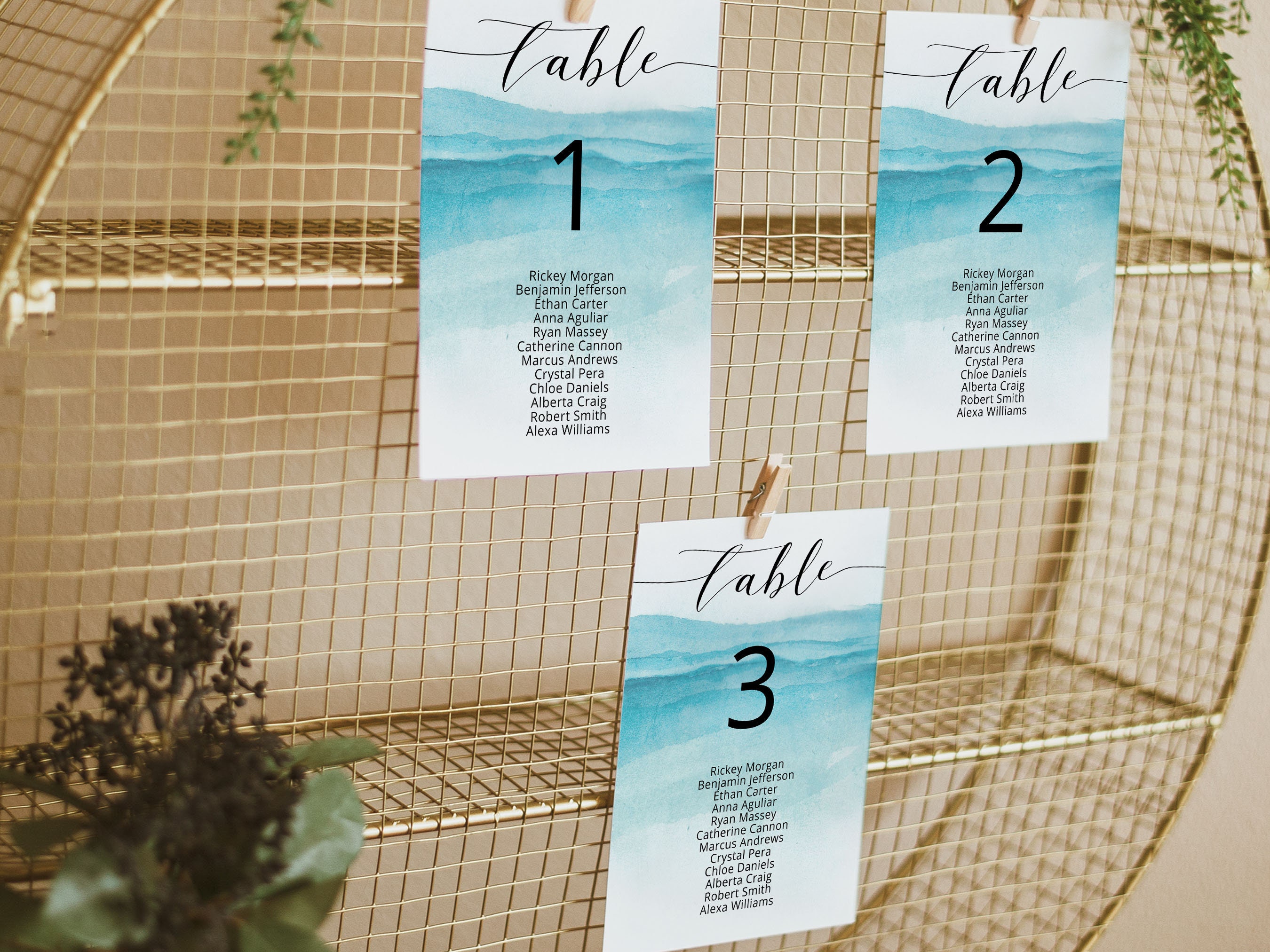 BEACH | Wedding Seating Chart Cards Template, Printable Ocean Décor ...