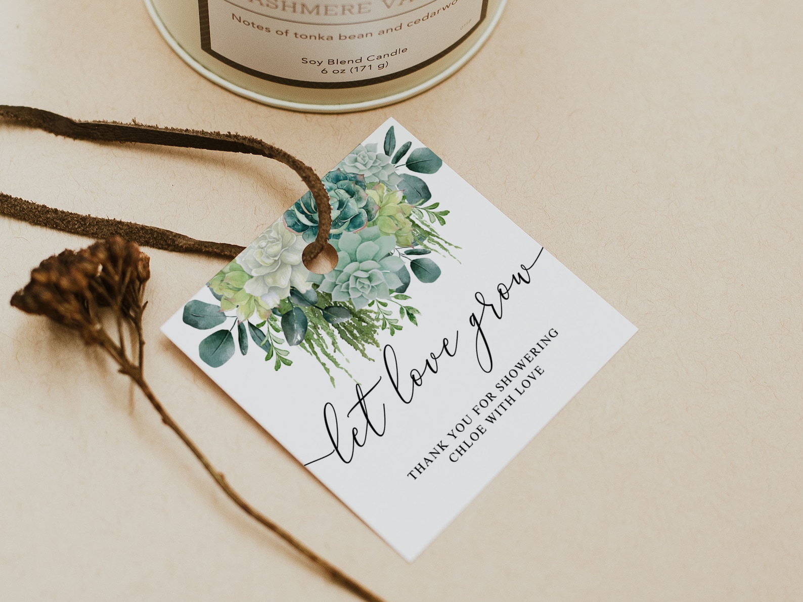 SUCCULENT Favor Tags Template Printable Boho Greenery | Etsy