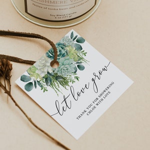 SUCCULENT | Favor Tags Template, Printable, Boho Greenery, Digital ...