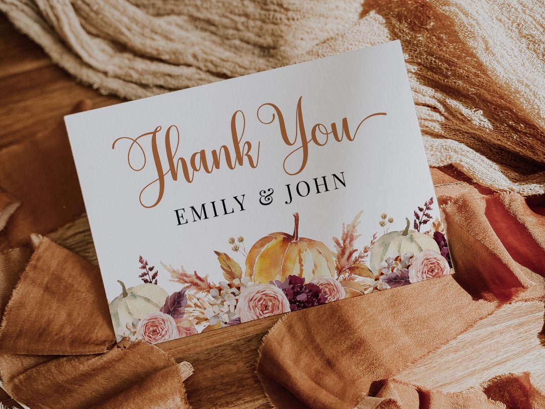 PUMPKIN | Thank You Cards, Printable Template, Fall Themed, INSTANT ...