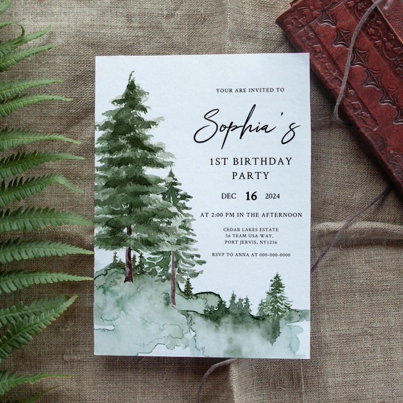 Pine Tree Invitation - Etsy