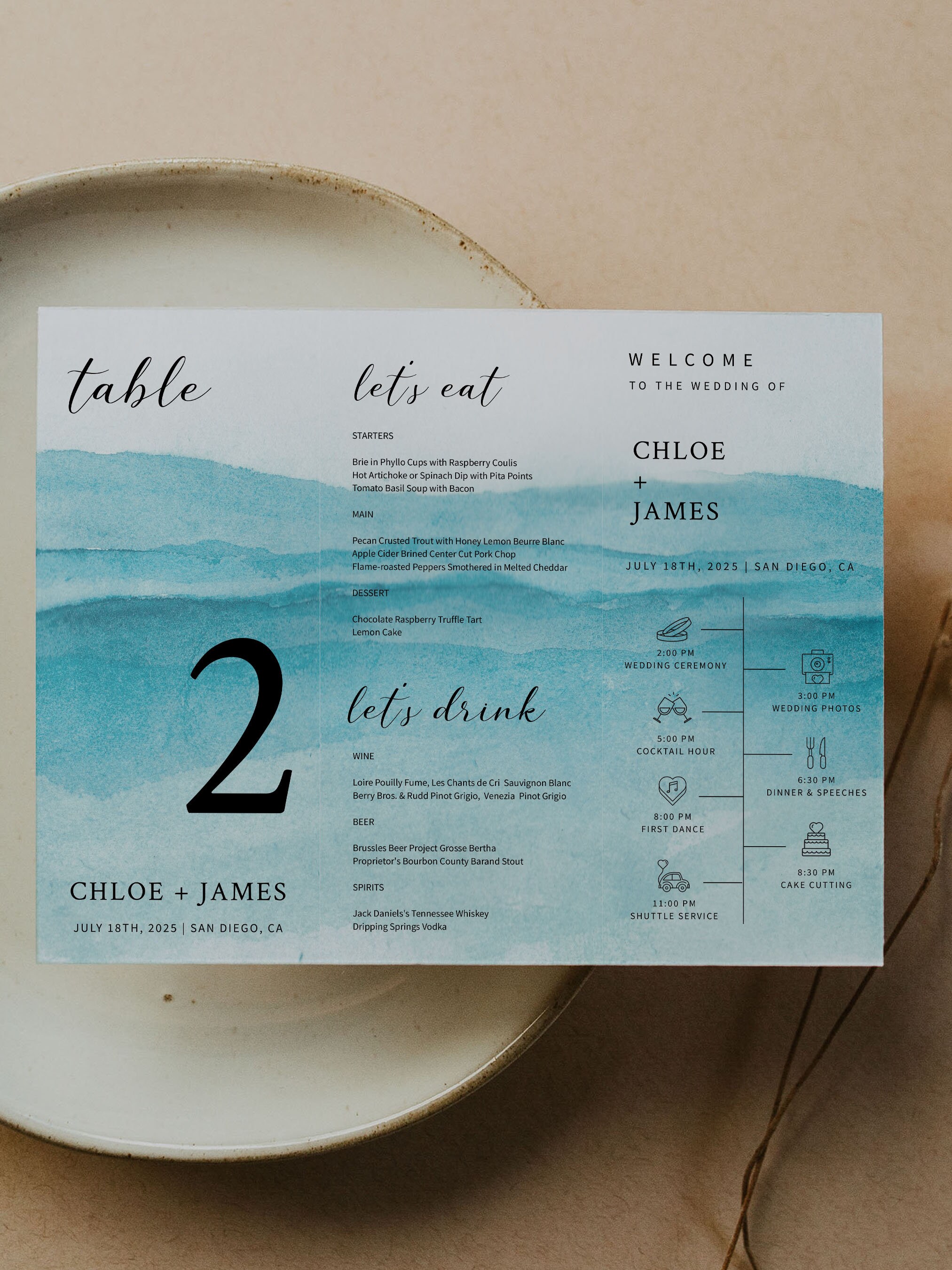 BEACH | Wedding Table Numbers, Printable Template, Ocean Trifold Table ...