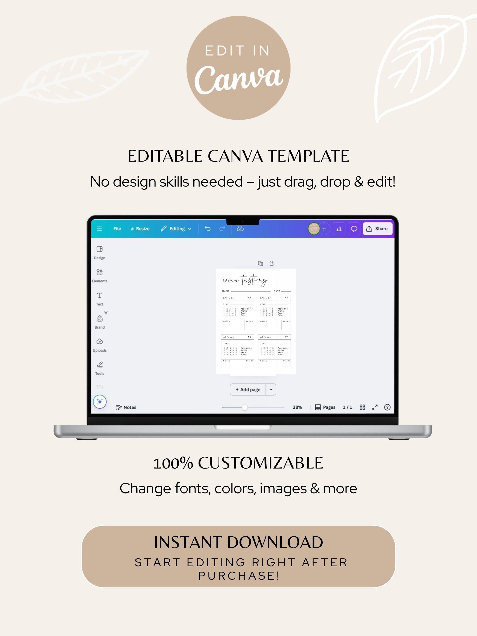Wine Tasting Card, Wine Tasting Score Card, Wine Tasting Notes ...