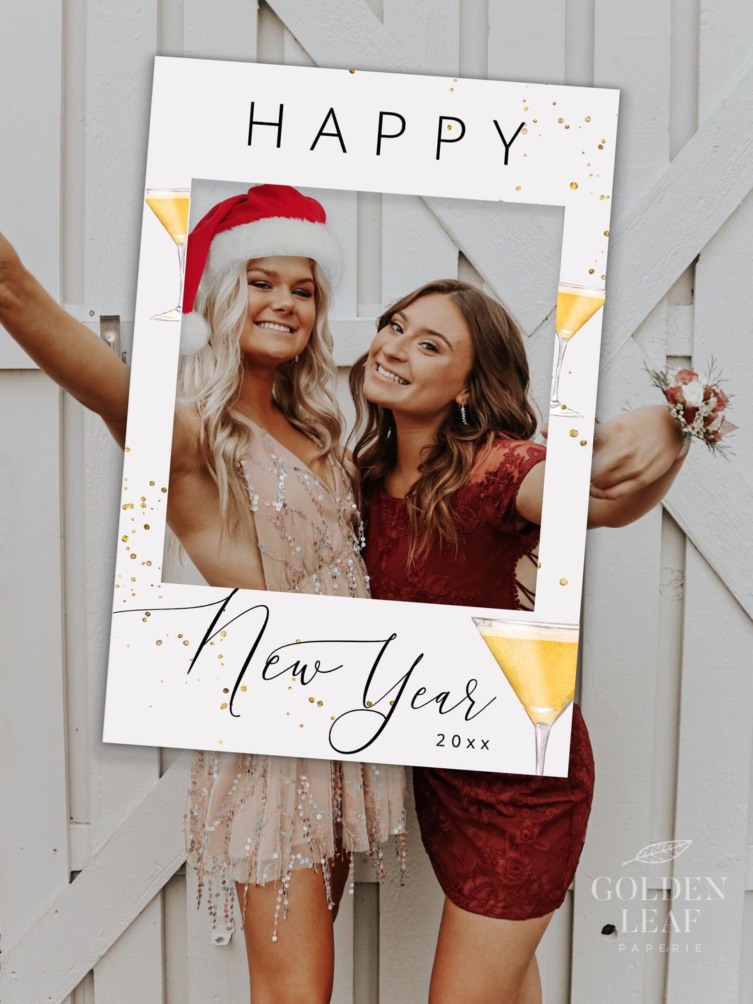 NEW YEAR Photo Prop Frame Template, Gold New Year's Eve Photo Booth ...