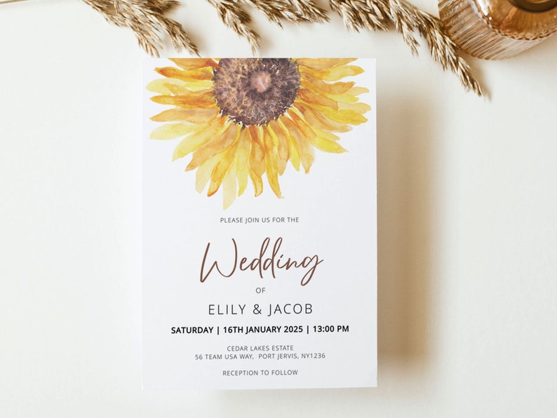 SUNFLOWER Wedding Invitation Template Printable Digital - Etsy