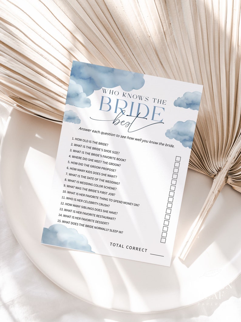 ON CLOUD NINE | Bridal Shower Games Bundle, Printable Editable ...