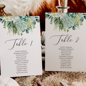 SUCCULENT | Wedding Seating Chart Cards Template, Printable, Digital ...