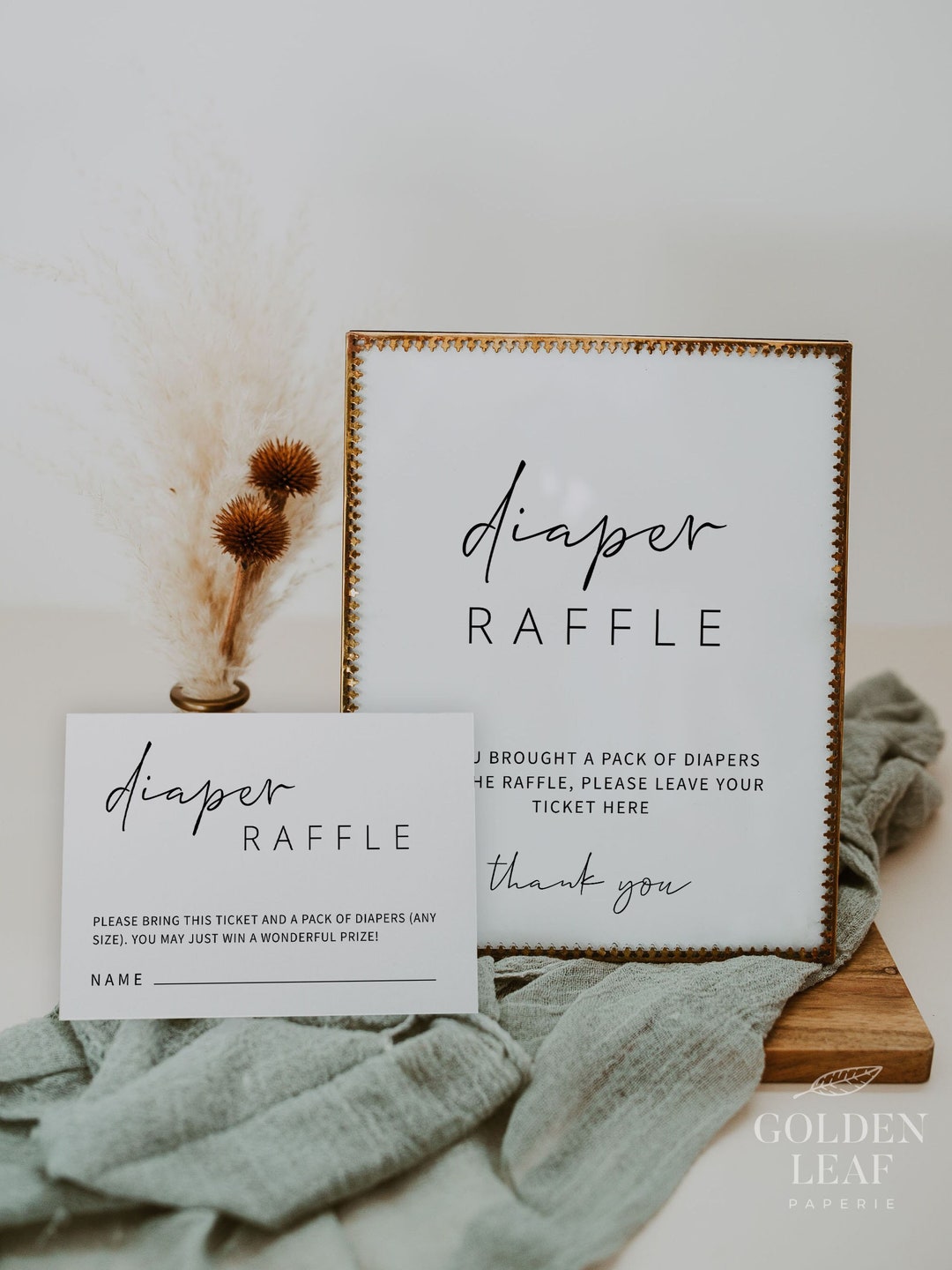 MINIMALIST | Diaper Raffle Sign & Card Template, Printable, Modern Baby ...