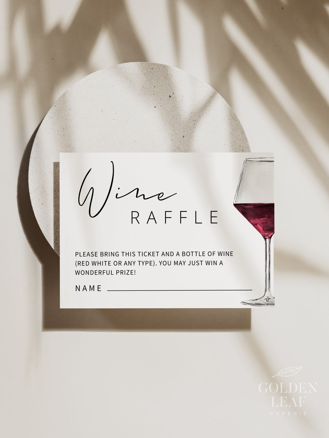 WINE | Raffle Sign & Card Template, Printable, Modern Bridal Shower ...