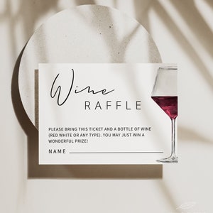 WINE | Raffle Sign & Card Template, Printable, Modern Bridal Shower ...