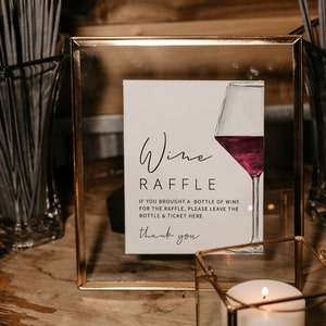 WINE | Raffle Sign & Card Template, Printable, Modern Bridal Shower ...