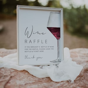 WINE | Raffle Sign & Card Template, Printable, Modern Bridal Shower ...