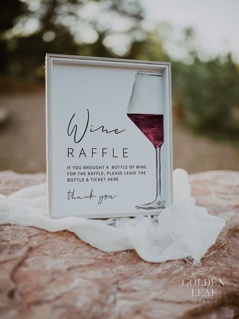 WINE | Raffle Sign & Card Template, Printable, Modern Bridal Shower ...