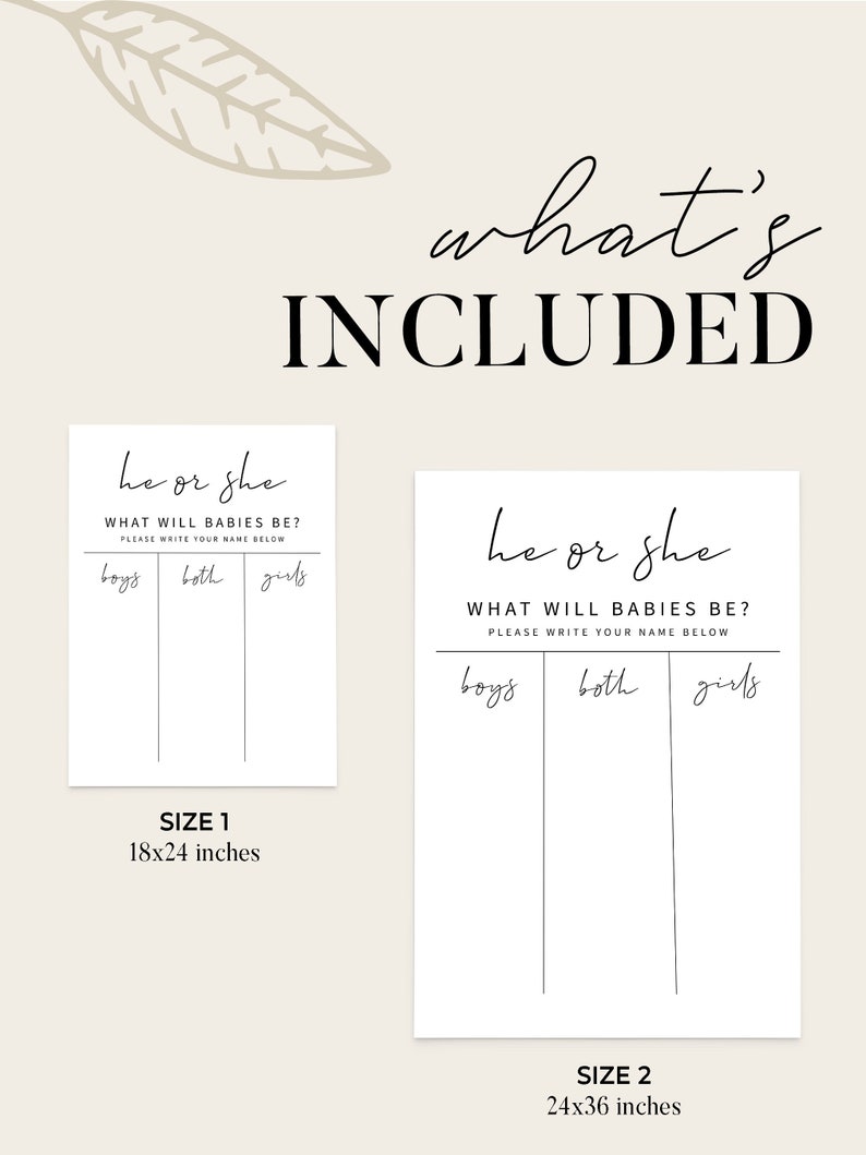 MINIMALIST | Twins Gender Guess Board, He or She Sign, Modern Gender ...