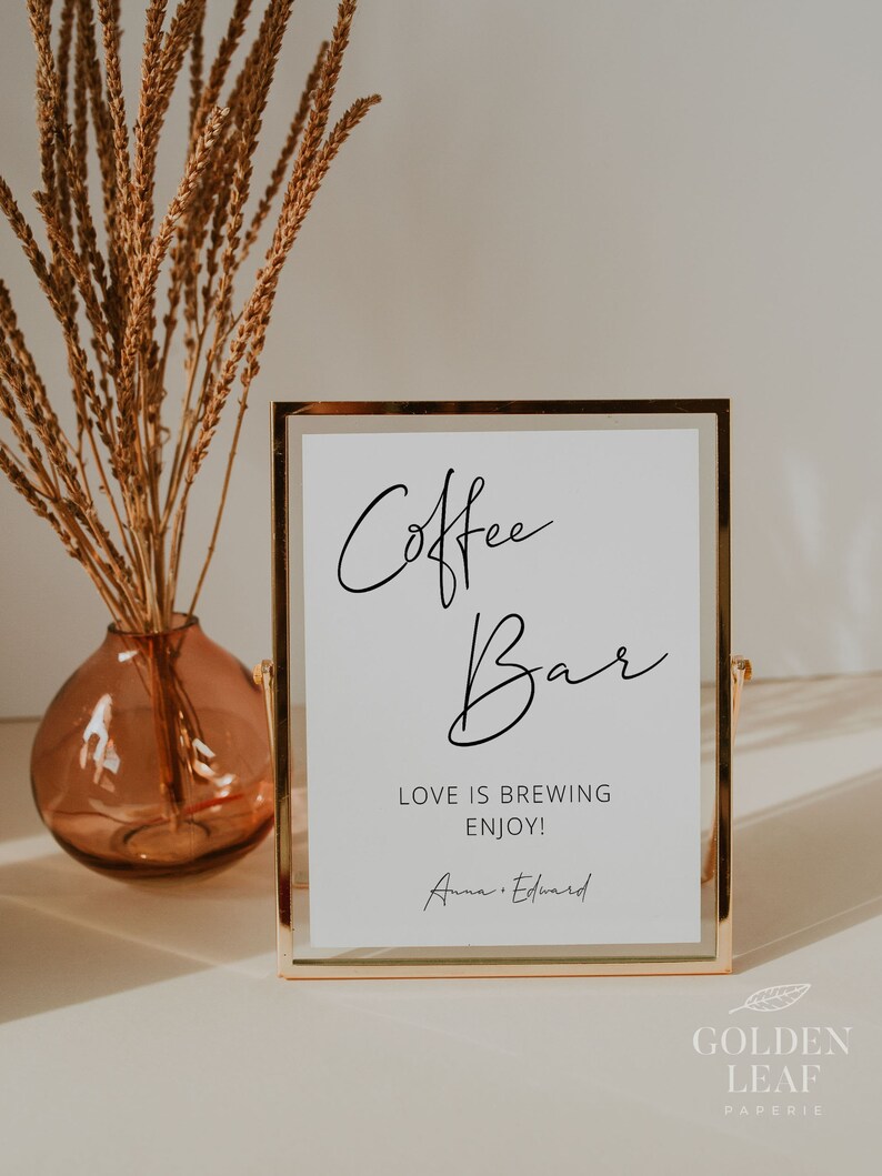 MINIMALIST | Coffee Bar Sign Template, Printable, Love is Brewing ...