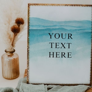 BEACH | Custom Sign, Printable Template, Blue Ocean Signs, Digital ...