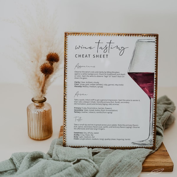 Wine Tasting Cheat Sheet - Etsy