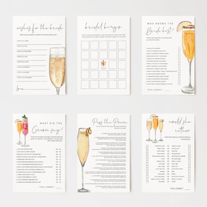 CHAMPAGNE | Bridal Shower Games Bundle, Printable Templates, Mimosa ...