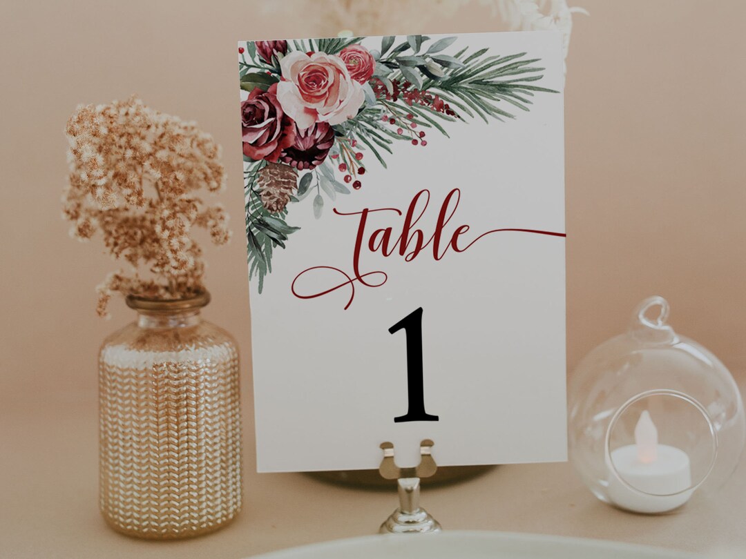 CHRISTMAS | Wedding Table Numbers Template, Printable, Pine Tree ...