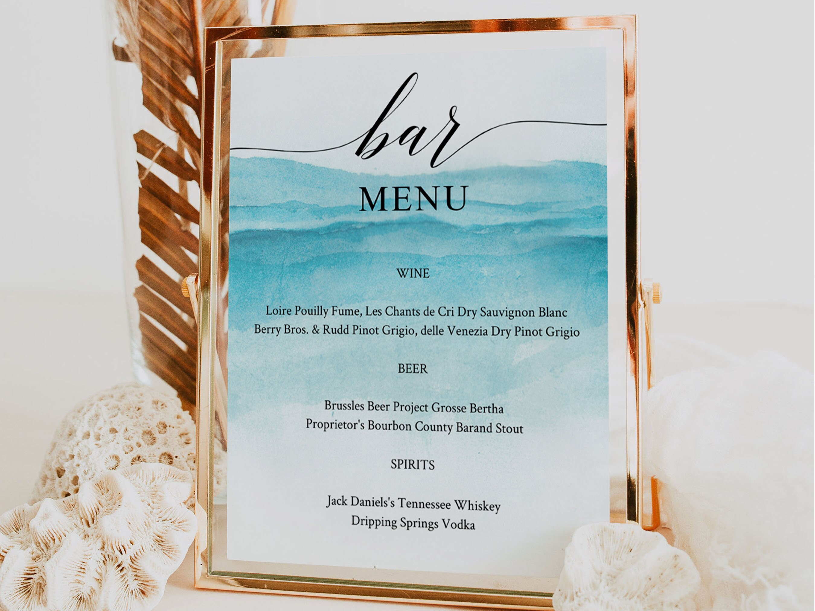 BEACH | Bar Sign Printable, Drinks Menu Template, Digital Download - Etsy
