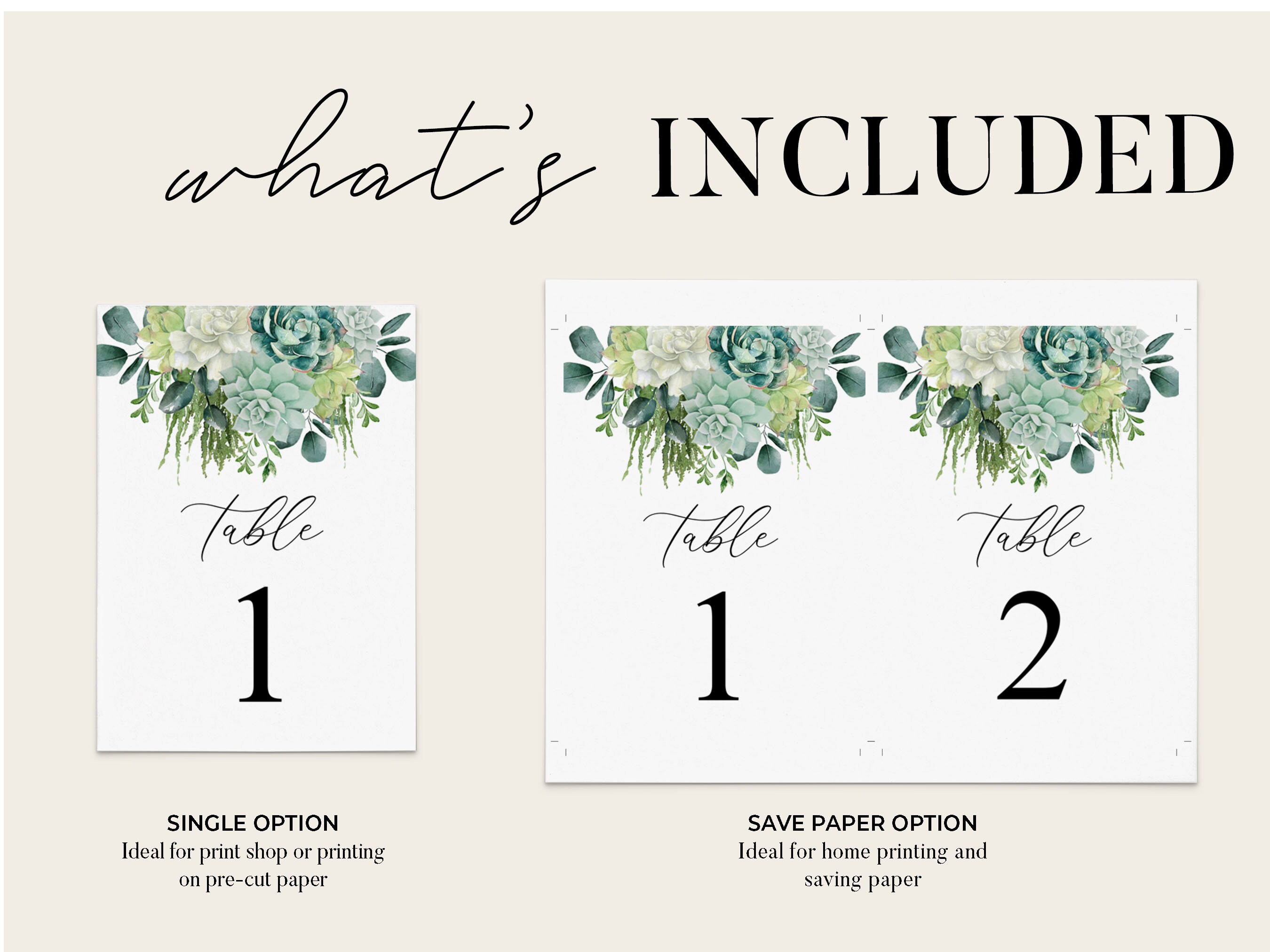 SUCCULENT Table Numbers Template Printable Boho Greenery - Etsy