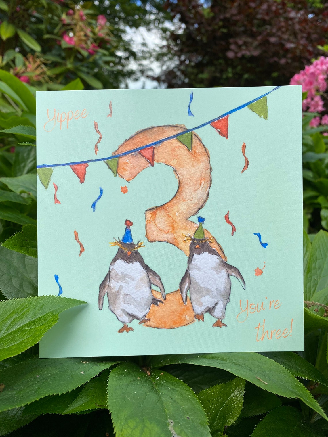 Yippee Youre Three Birthday Card Three Today Happy Birthday - Etsy