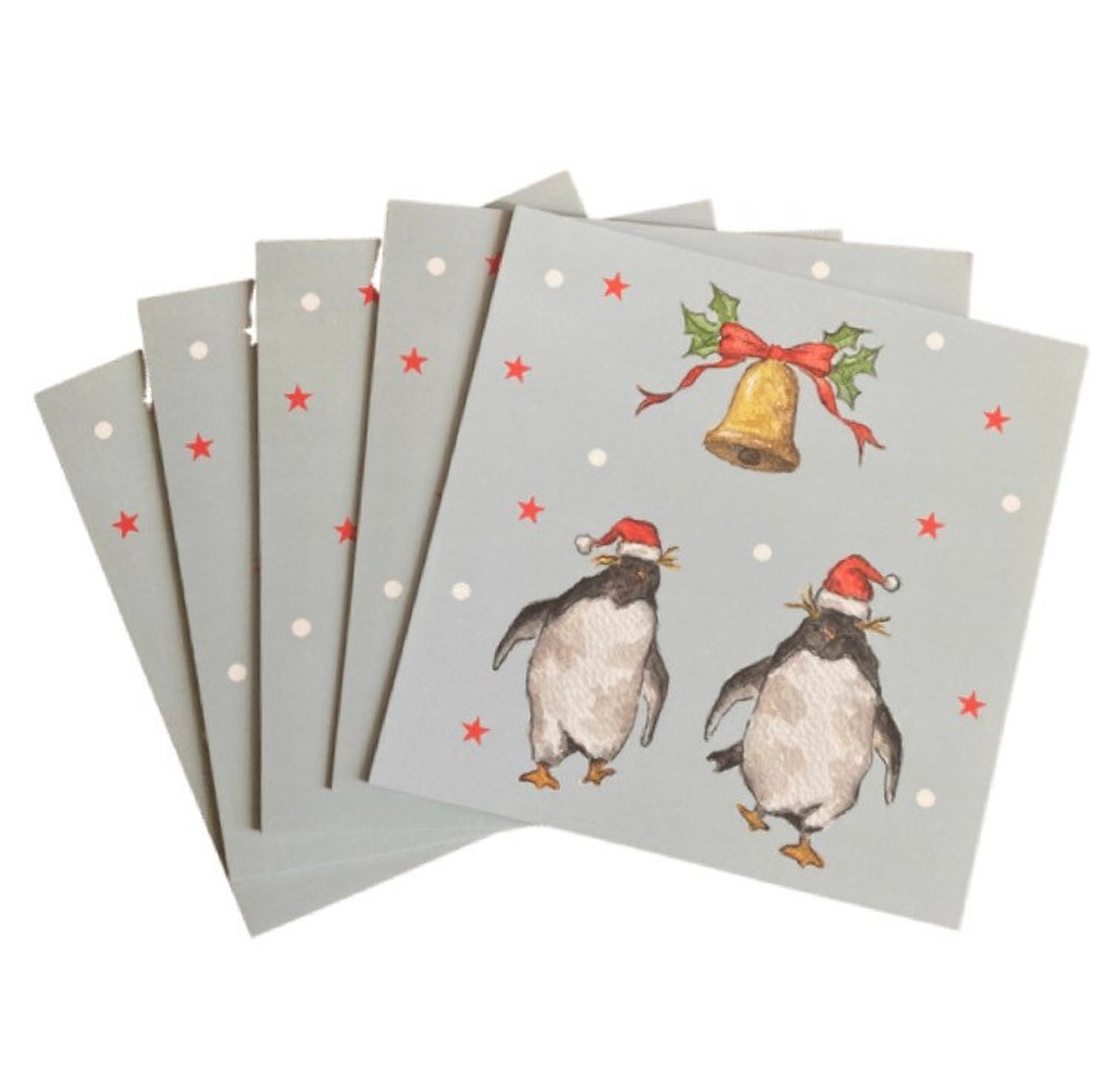 Pack of 5 jingle Bell Christmas Cards - Etsy