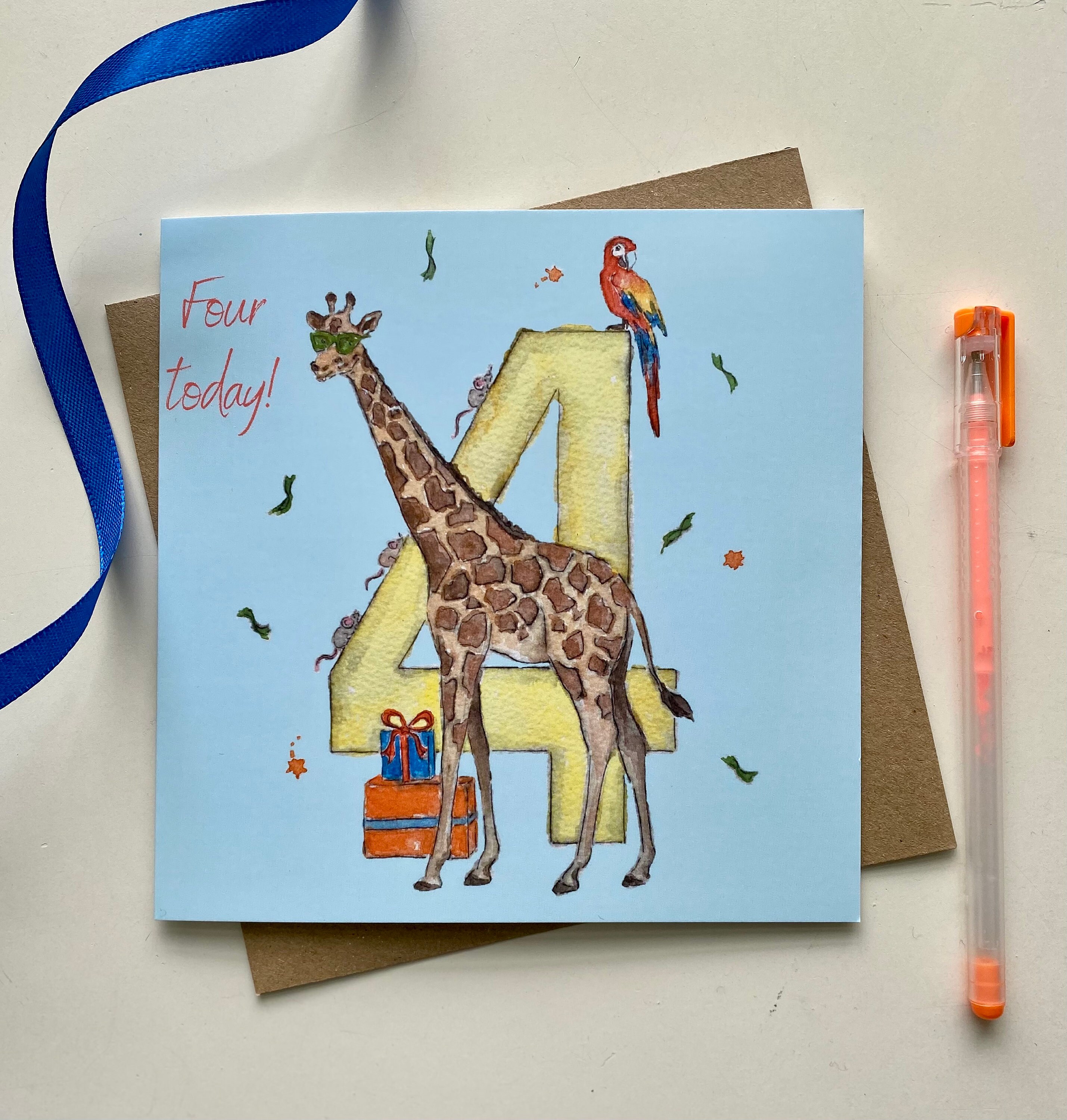 Four today birthday card happy birthday greetings card - Etsy 日本