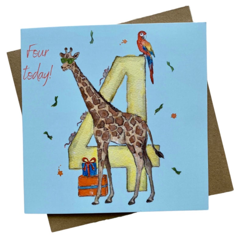 Four today birthday card happy birthday greetings card - Etsy 日本
