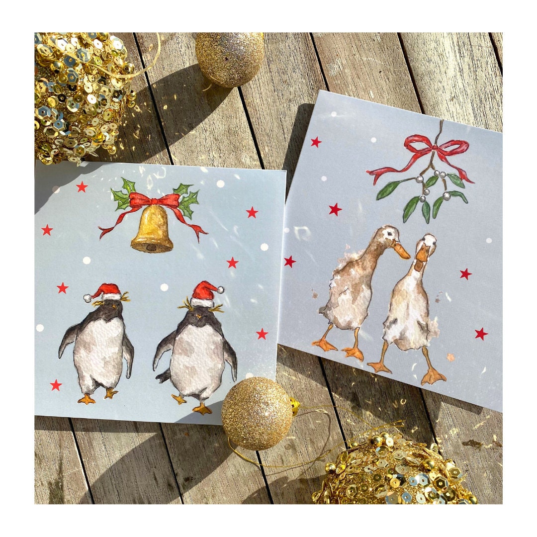 Pack of 5 jingle Bell Christmas Cards - Etsy