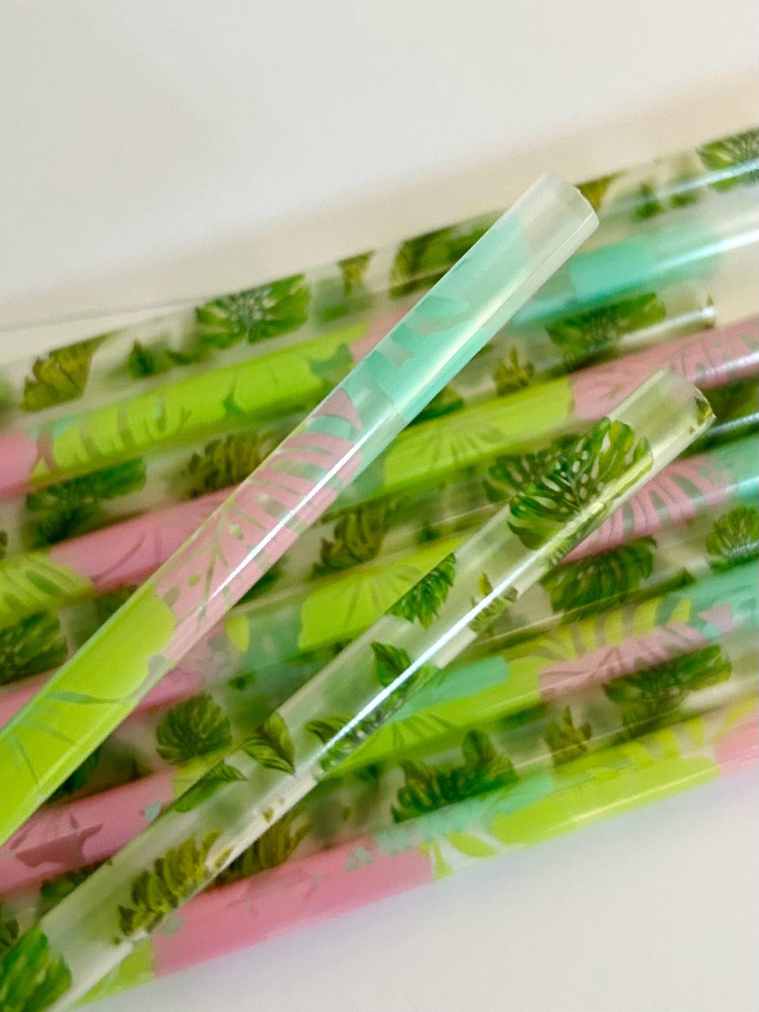 Summer Theme Reusable Straws | Palm Tropical Leaves Designs Pattern ...