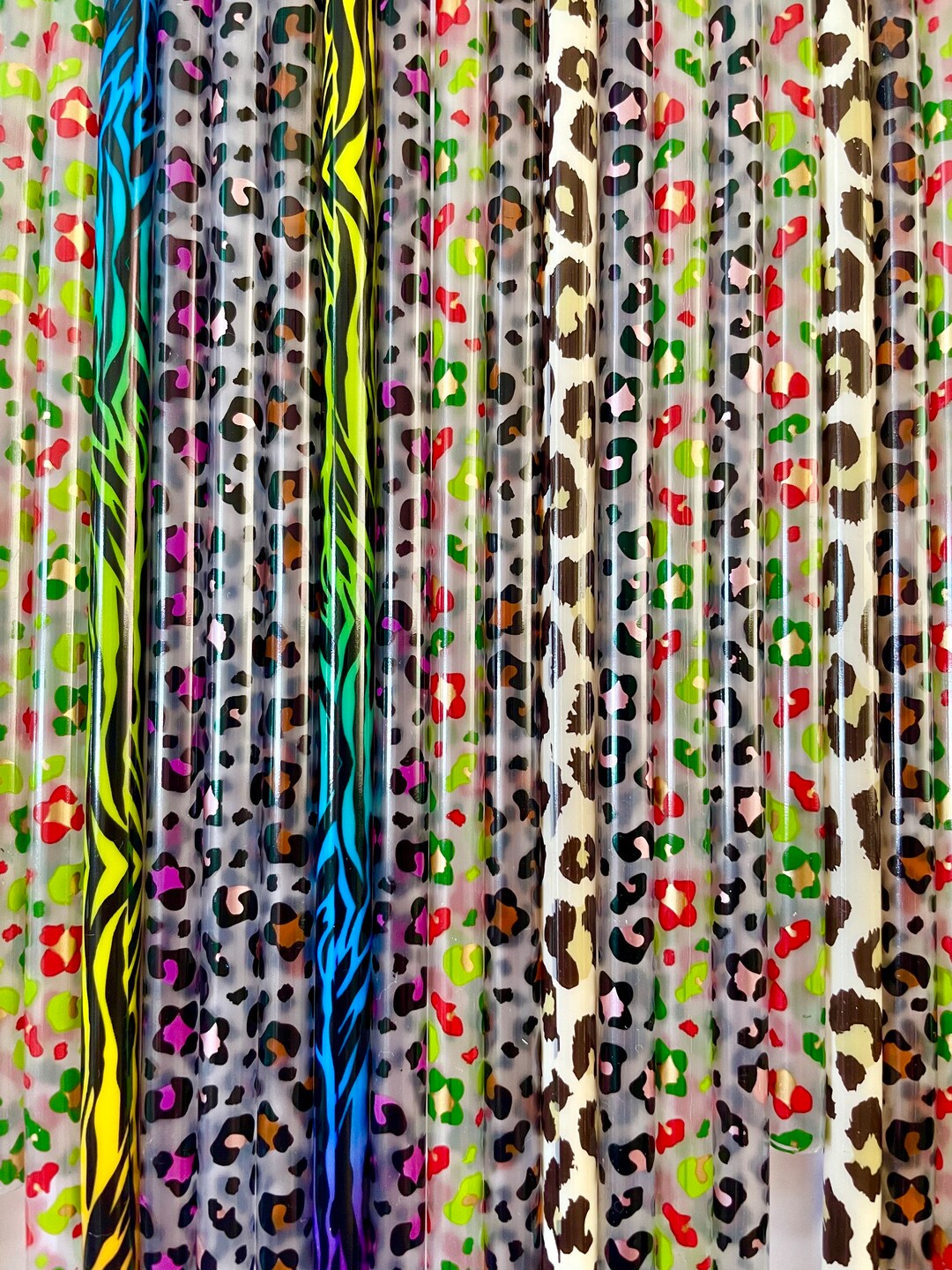 Leopard Print Plastic Reusable Straws | Animal Print Pattern Design ...