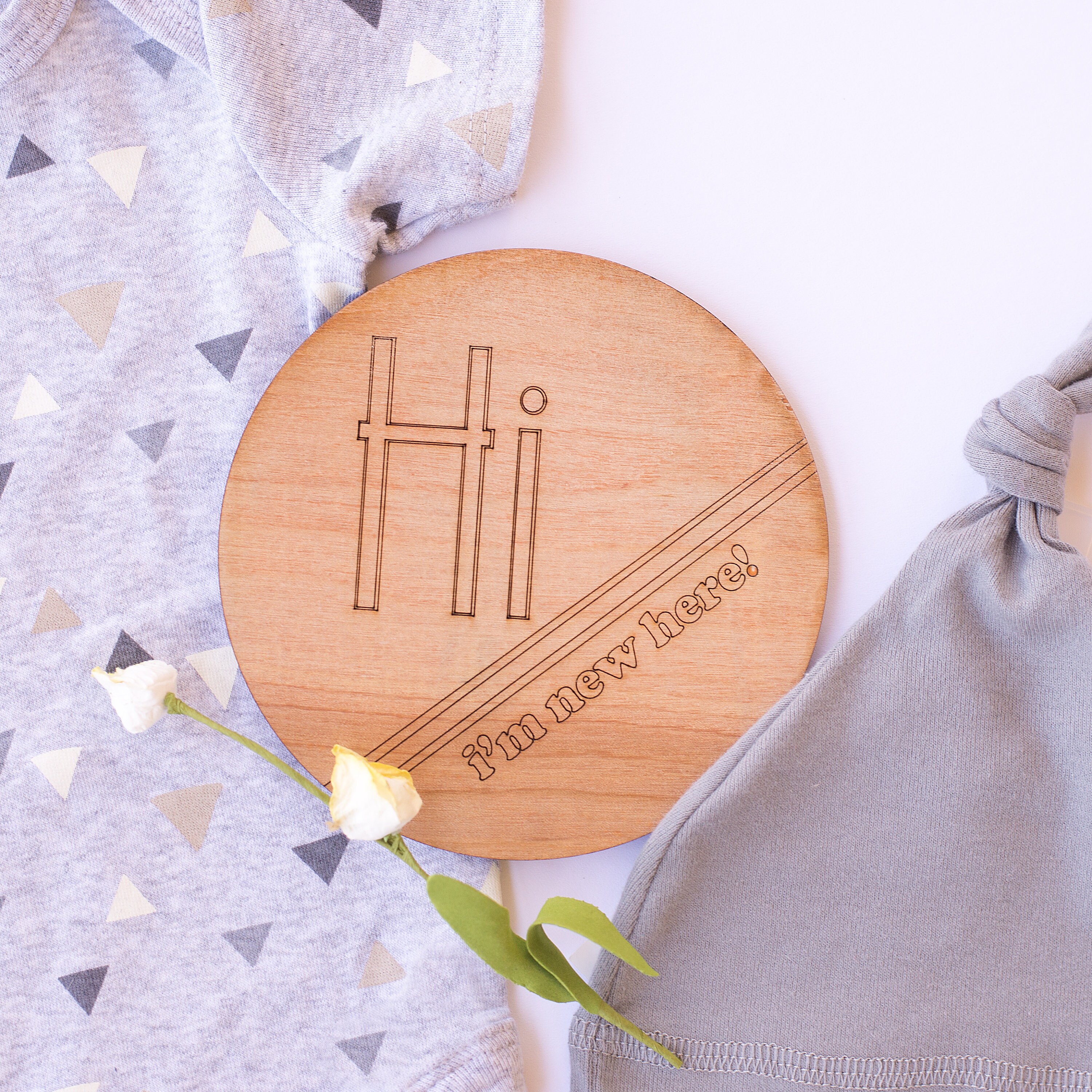 Newborn Sign | Wood Baby Sign | Round Sign | Newborn Announcement Sign ...