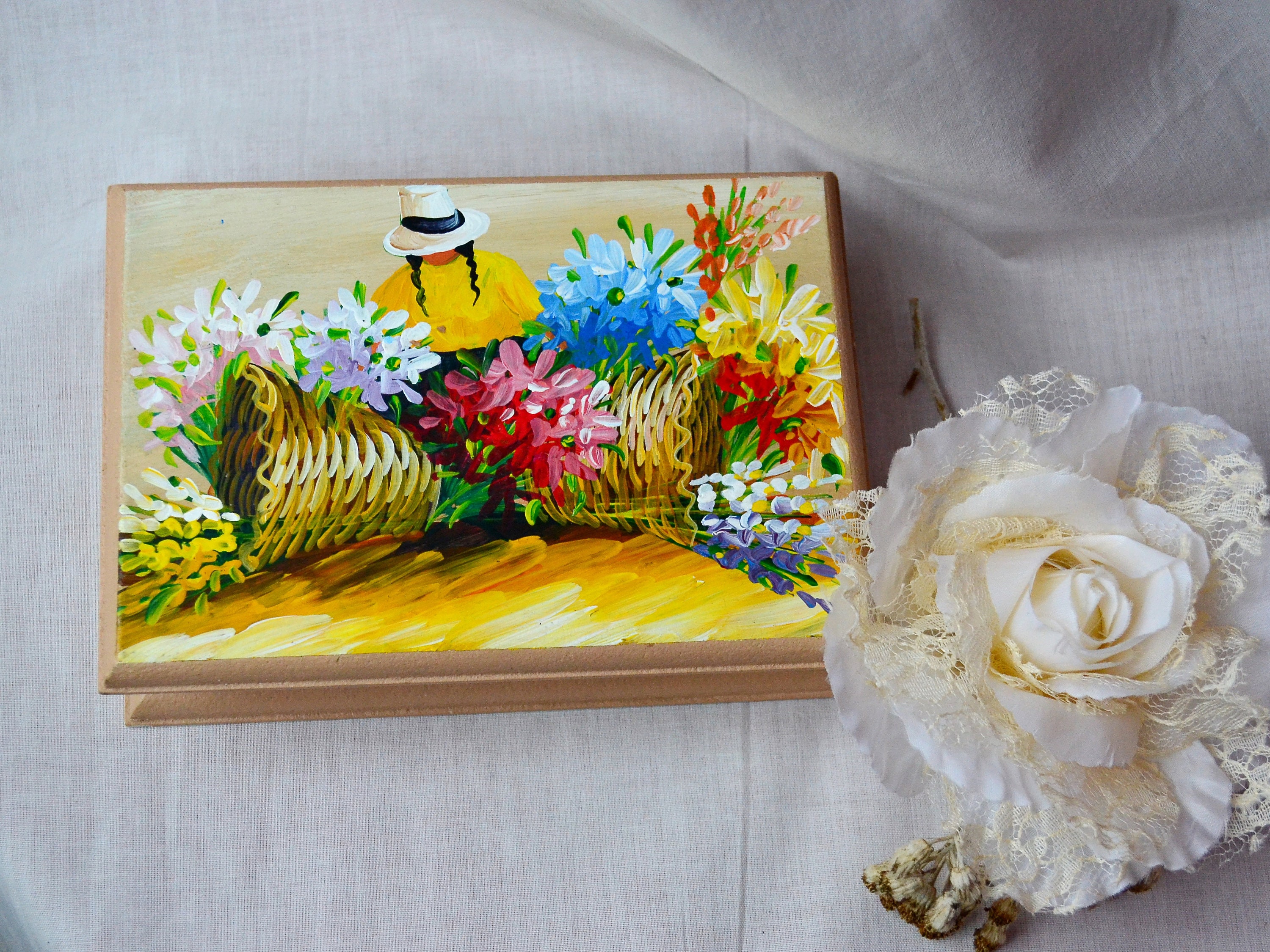 Playing Cards Trinket Box Vintage Game Box Decor Wooden Hand - Etsy