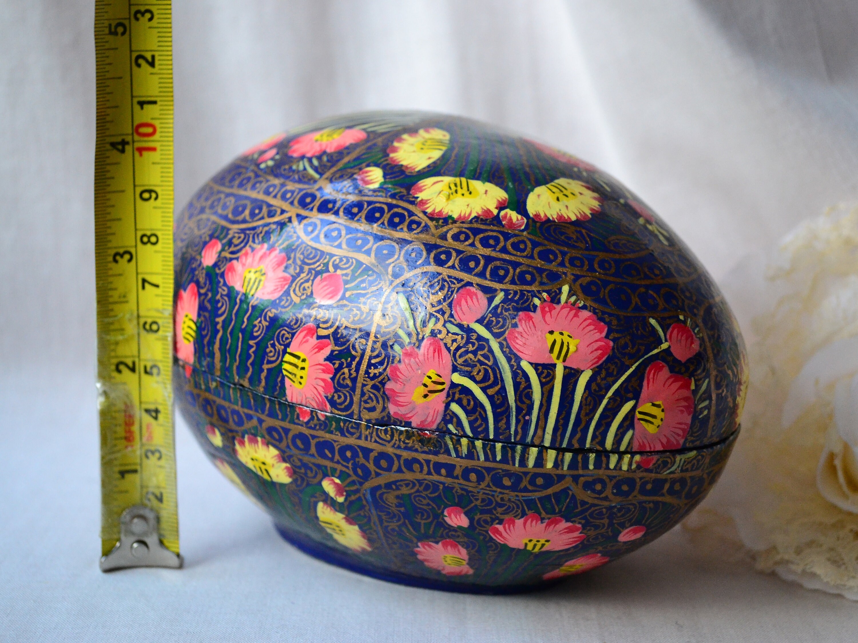 Indian Lacquered Egg Box Large Egg Box Purple Velvet Box | Etsy