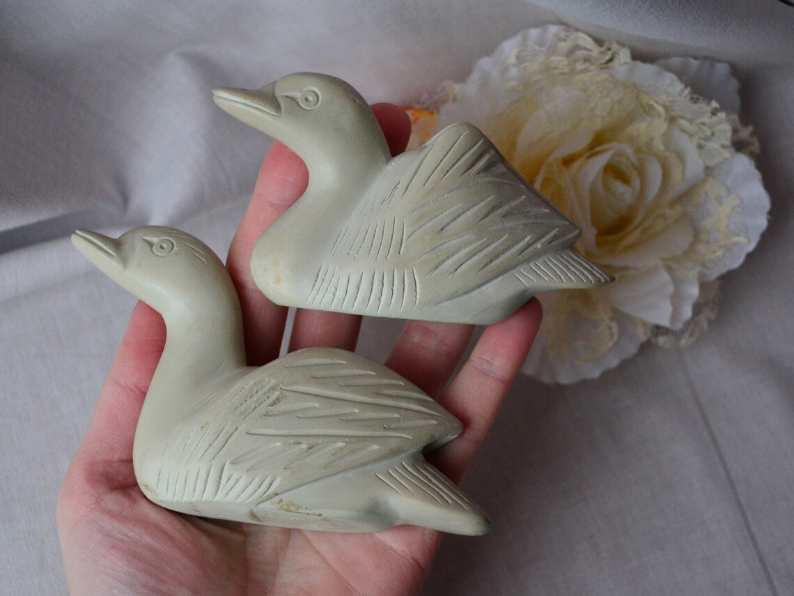 Vintage Soapstone Carved Swans Pair Hand Carved Swans Soap | Etsy