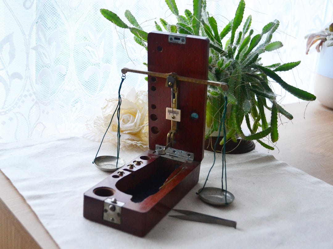 Small Portable Balance Scale Brass Drawer Antique Scales of Justice ...