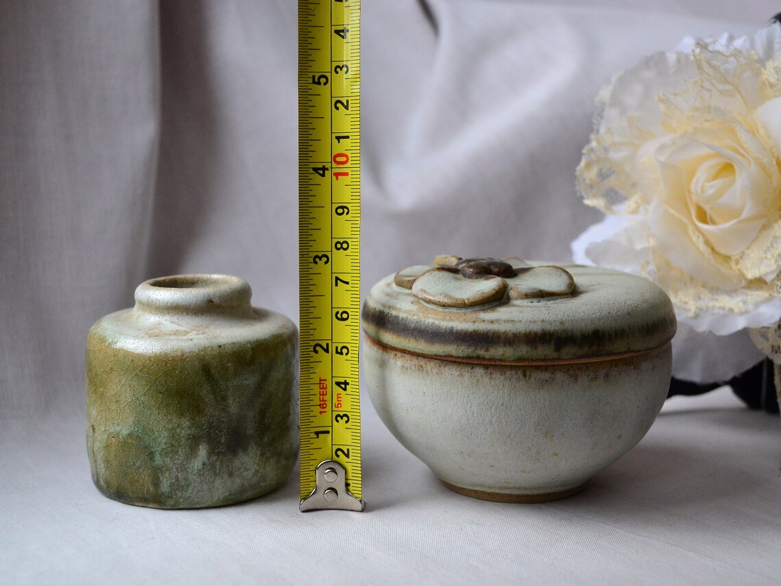 Pottery Vase and Box Set Vintage Pottery Bottel Flower Box - Etsy