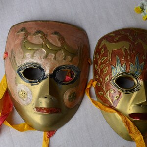 Brass Mask Set Vintage Gift for Actor Shakespeare Mask Theatre Symbol ...
