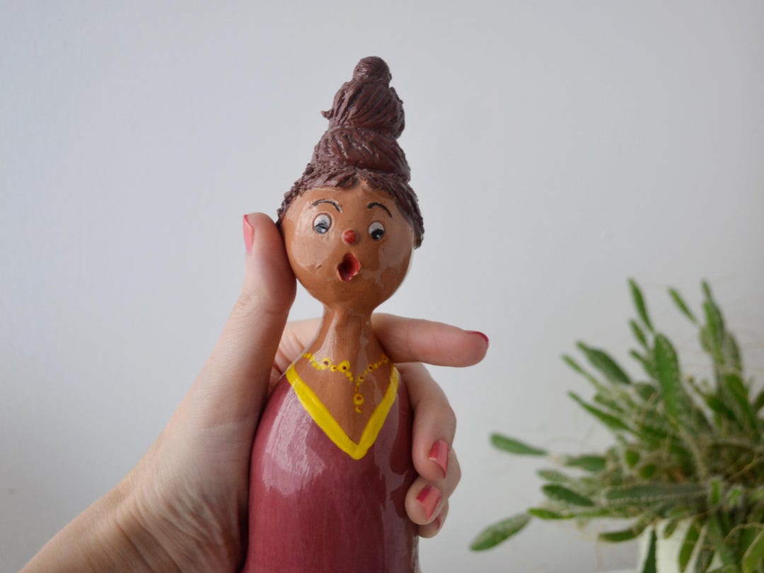 Ceramic Woman Figurine Vintage Pottery Woman Decorative Ceramic Woman ...
