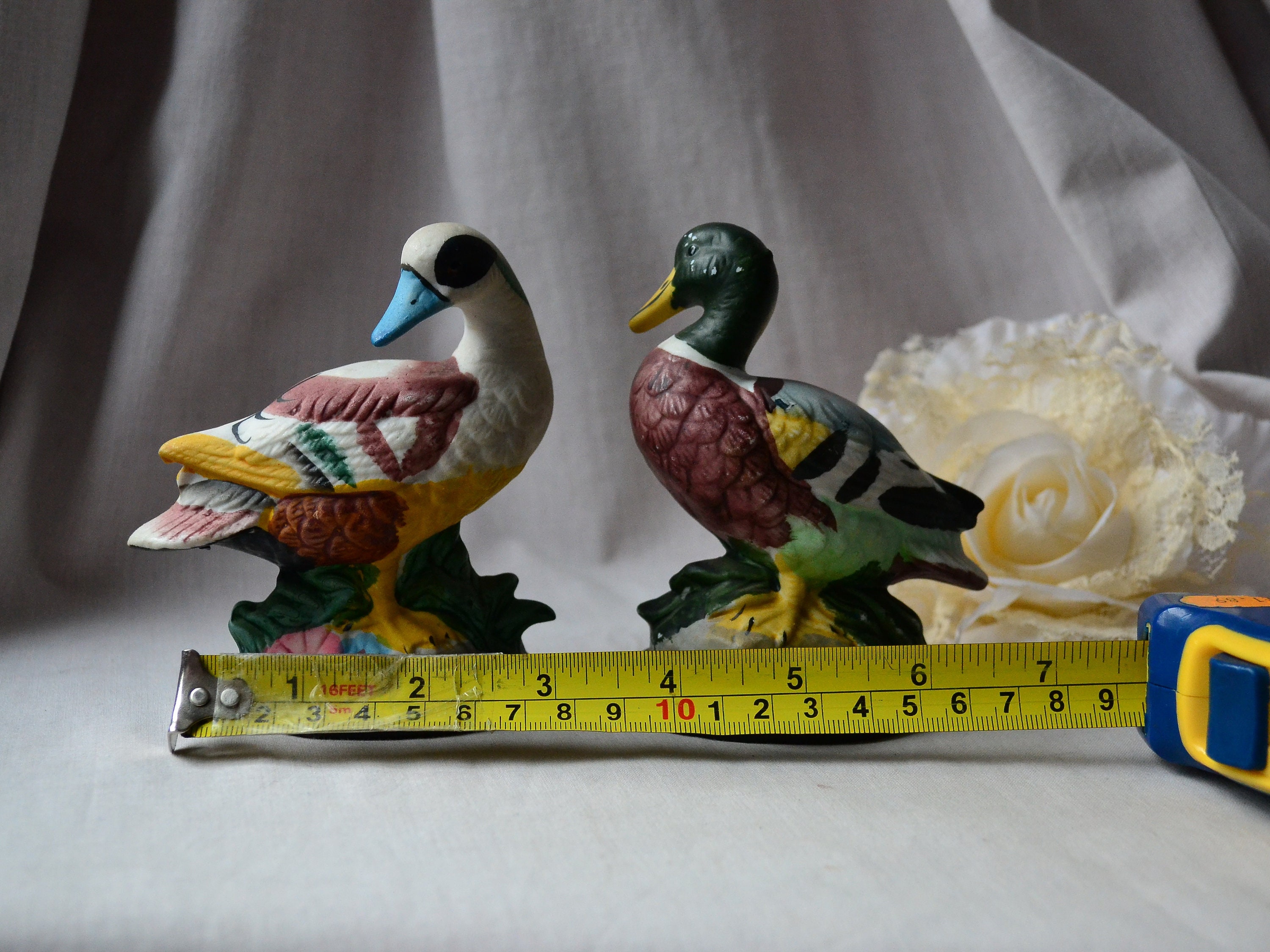 Porcelain Duck Set Vintage Green Duck With Teal Ornament Bird Accent ...
