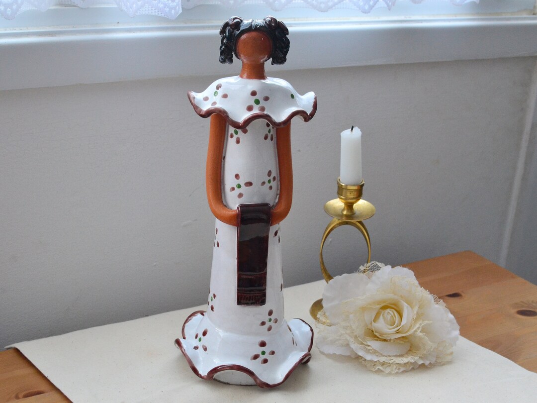 Ceramic Woman Figurine Vintage Pottery Woman Decorative Ceramic Woman ...