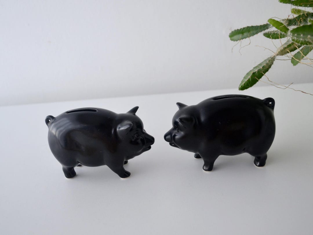 Sylvac Black Pig Money Bank Pair 1970s English Ceramic Vintage - Etsy