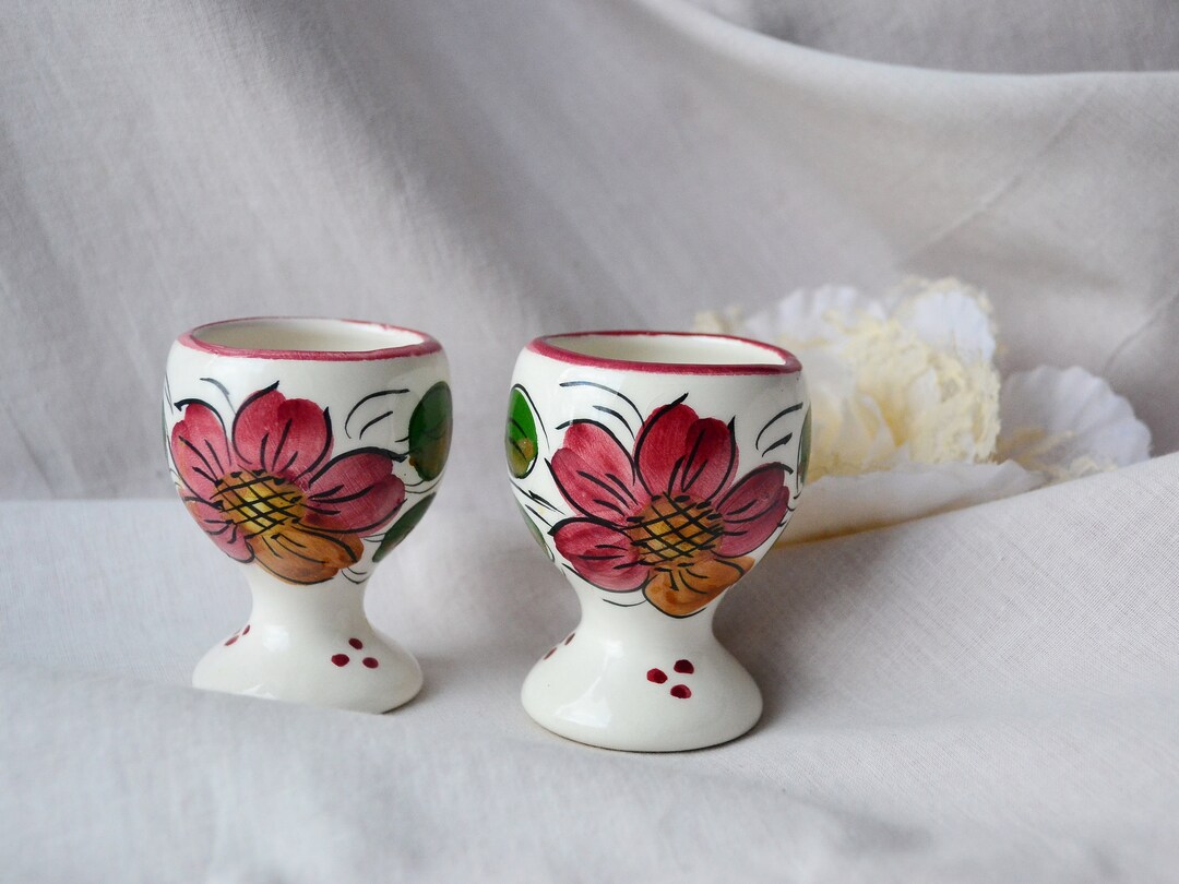 Folk Ggg Cups Spanish Pottery Spanish Pottery Flower Cups Egg Dish - Etsy
