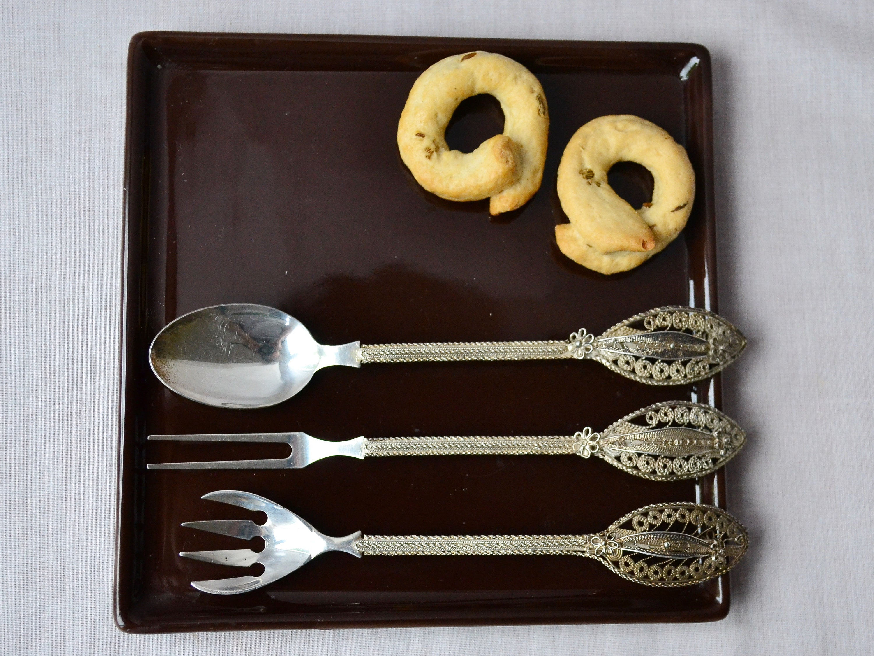 Vintage 830 Solid Silver Ornate Floral Filigree Cutlery Set - Etsy UK