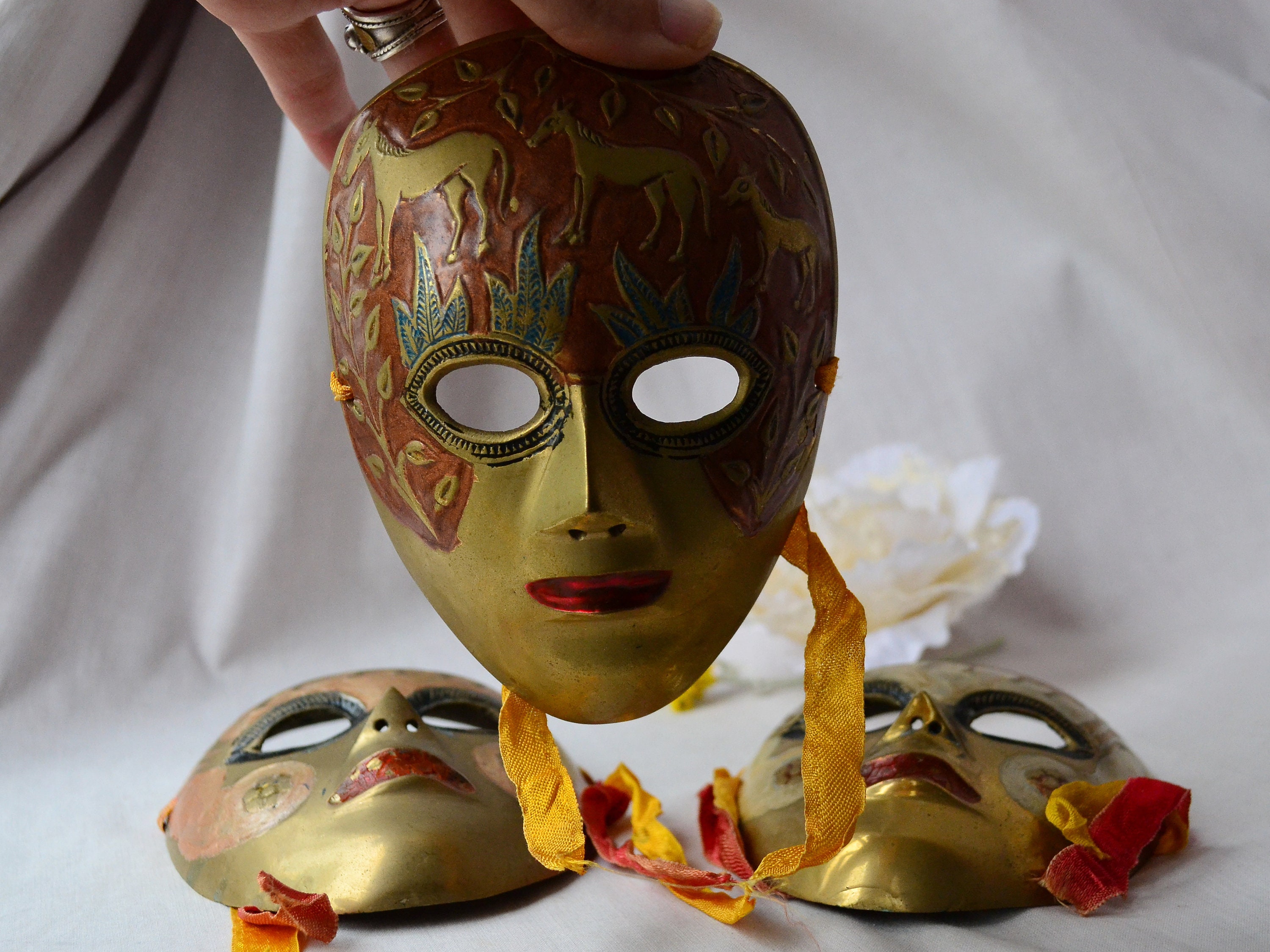 Brass Mask Set Vintage Gift for Actor Shakespeare Mask Theatre | Etsy