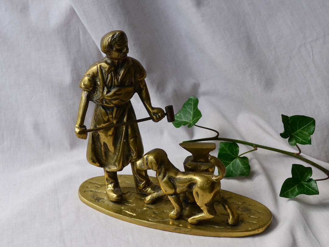 Brass Blacksmith Large Blacksmith at Work Figurine Blacksmith Gift ...